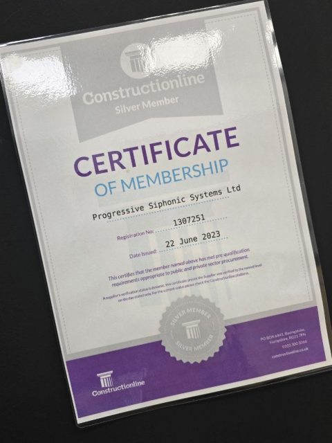 PSS Recieves Construction Line Silver Membership - Progressive Siphonic ...